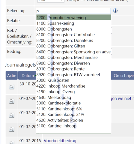 Rekeningen selecteren - Conscribo online administratie